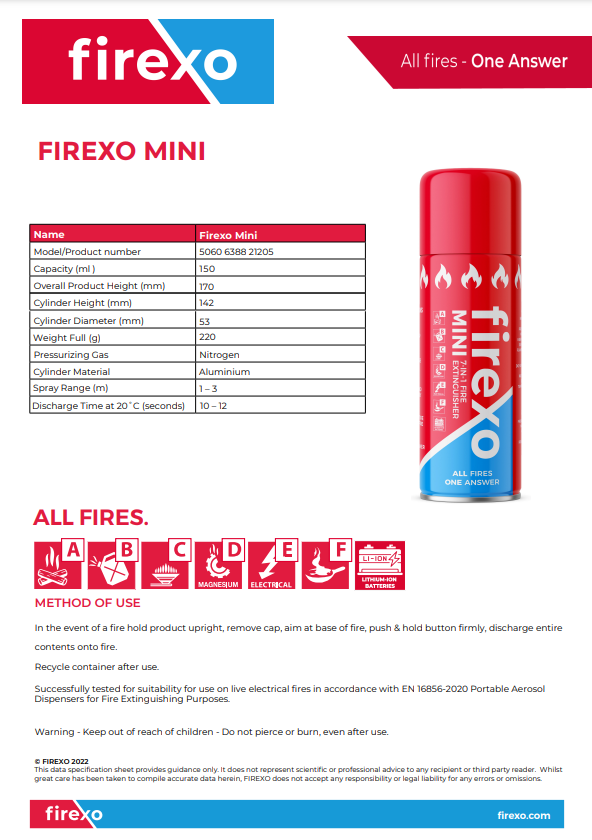 EXTINTOR MINI FIREXO - FIREX - Firex Chile